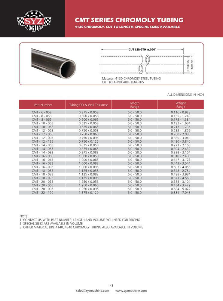 Chromoly Tubing - SYZ Rod Ends