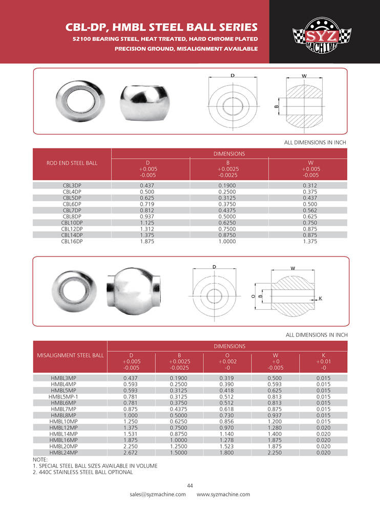 Rod End Steel Ball - SYZ Rod Ends